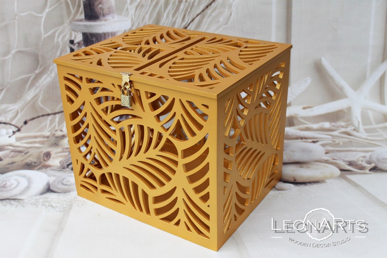 Gold Palm Leaves Wedding Card Box-palm Fronds Wedding Money | Etsy