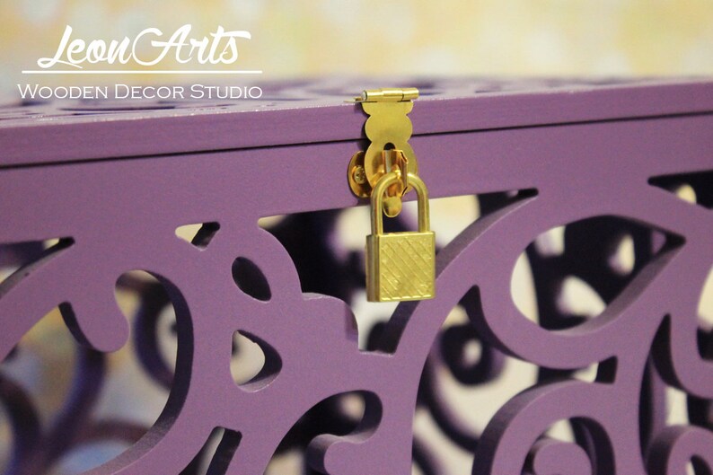 Lockable Wedding Card Box BIG SIZE in Purple-keepsake Box With | Etsy