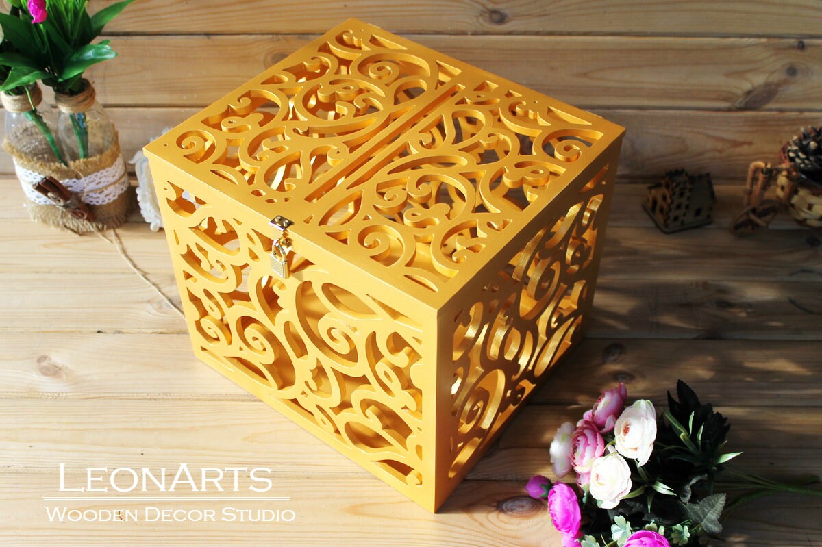 Lockable Wedding Card Box BIG Size-gold Keepsake Box With | Etsy