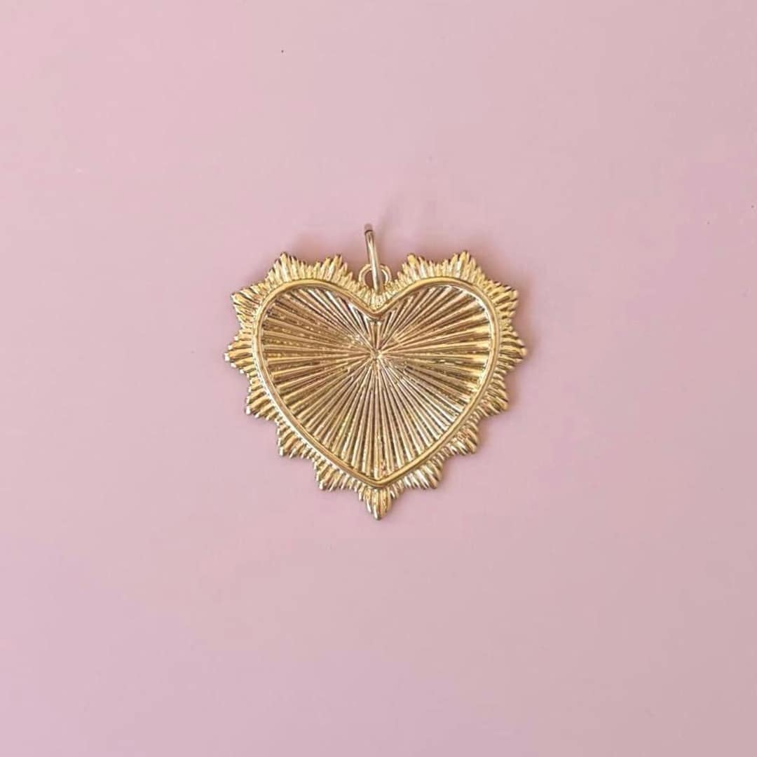 Gold Heart Pendant Heart Medallion Pendant Interchangeable Charm Heart ...