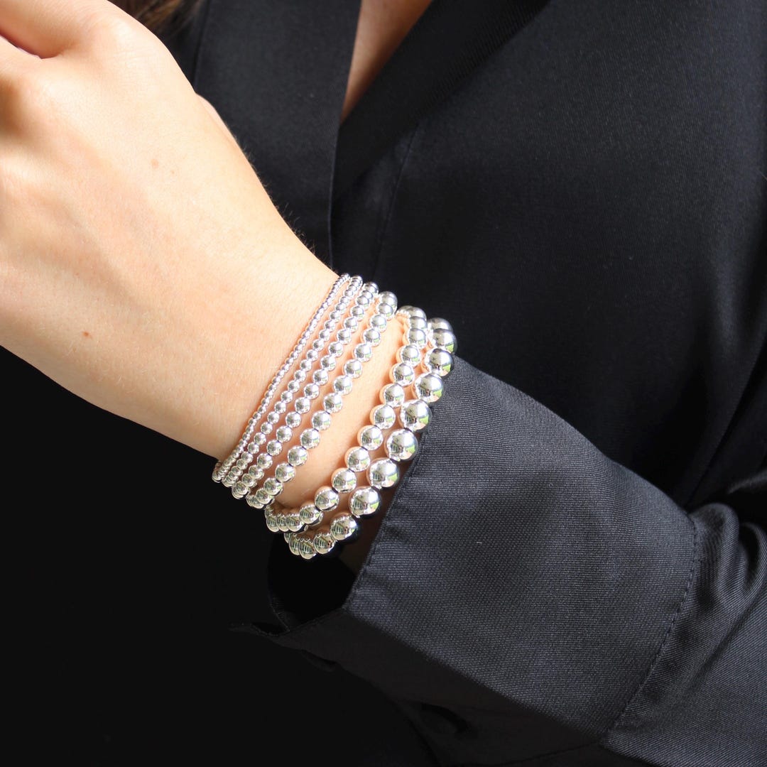 Sterling Silver Beaded Bracelet 925 Sterling Silver Ball Bracelet ...