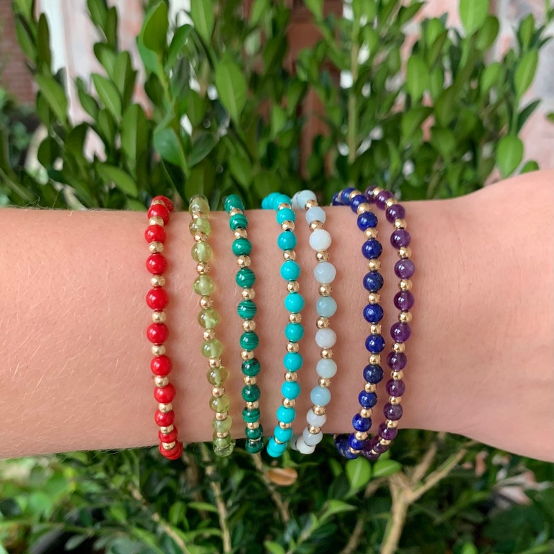 Gemstone Stretch Bracelets - Etsy