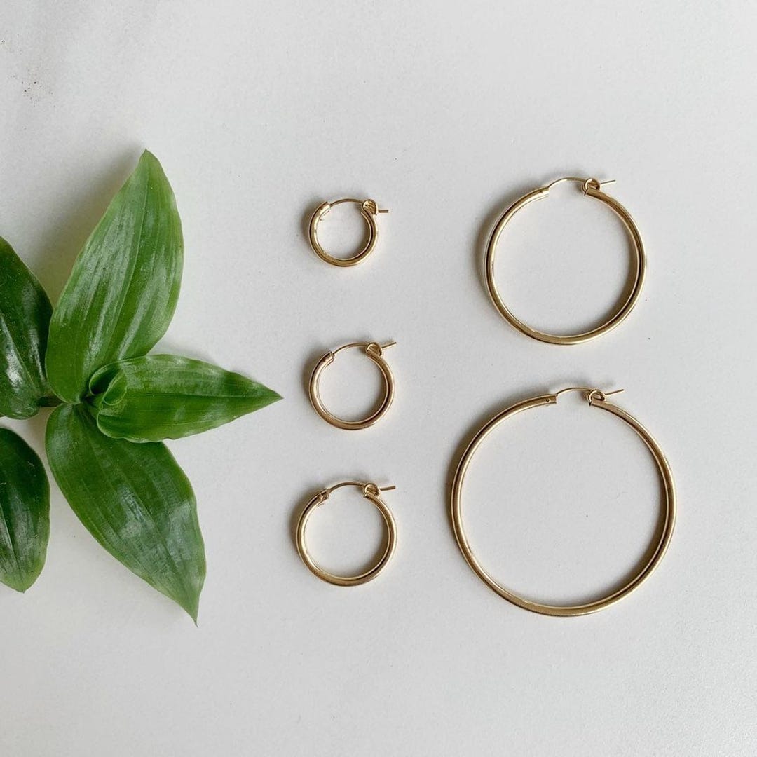 14k Gold Filled Hoop Earrings Classic Gold Hoops - Etsy