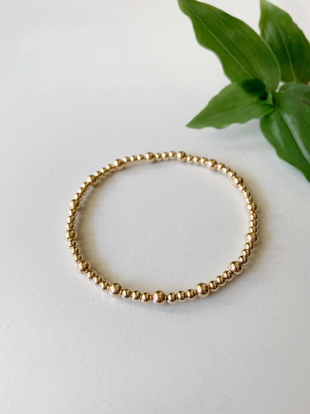Carol |non Tarnish 14k Gold Filled Beaded Stretch Bracelet | Gold Ball Bracelet | Sterling ...