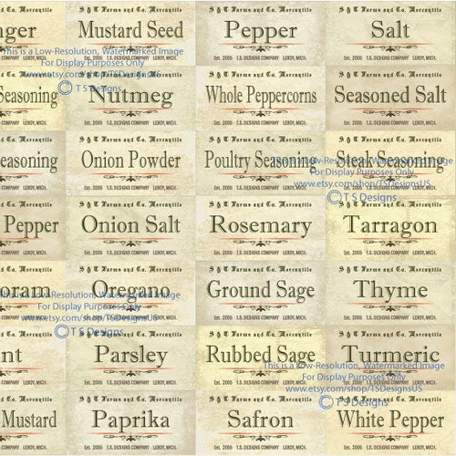 Vintage Pantry Labels Collection Hardcopy Spice Labels - Etsy