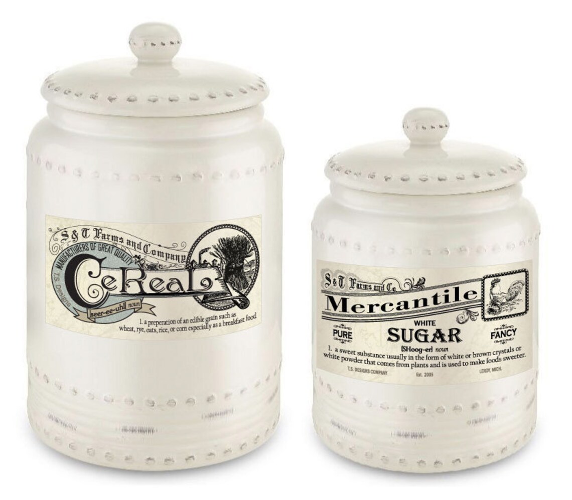Vintage Canister Labels Set Instant Download Antique Decor | Etsy