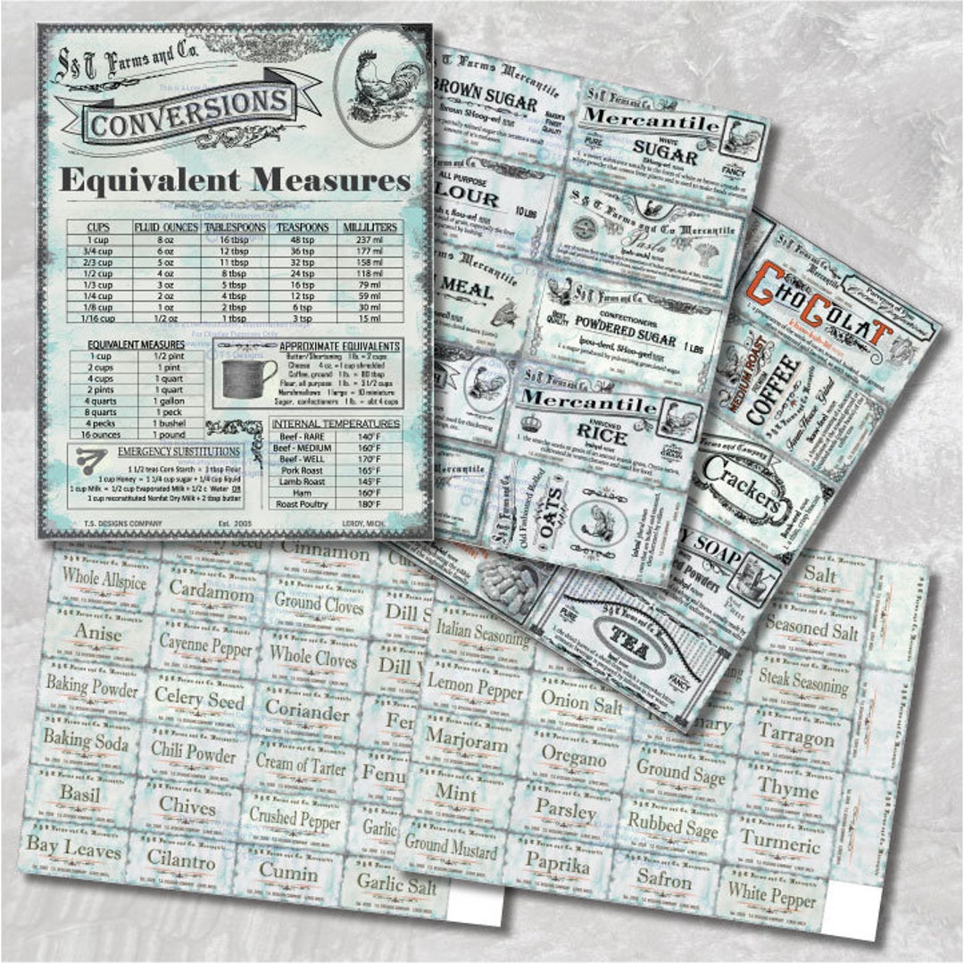 Shabby Chic Pantry Labels Collection Hardcopy- Antique Decor, Farmhouse ...