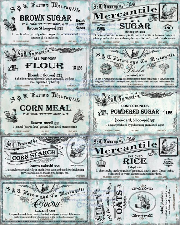 Shabby Chic Canister Labels Set Instant Download Antique - Etsy