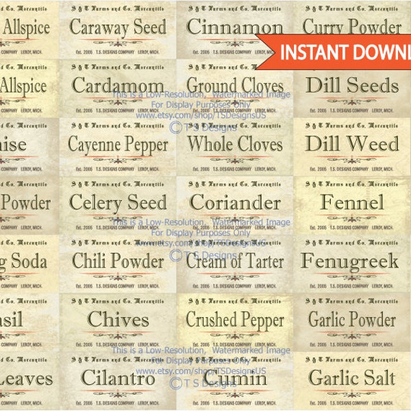 Spice Labels - Etsy