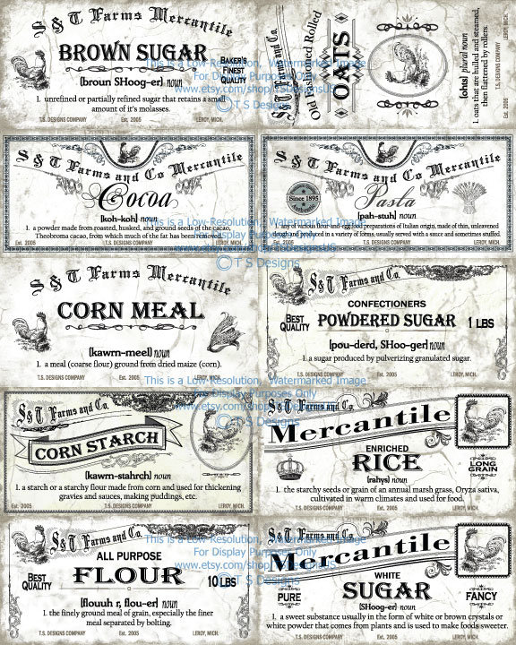 Distressed Vintage Pantry Labels Collection Hardcopy Antique - Etsy