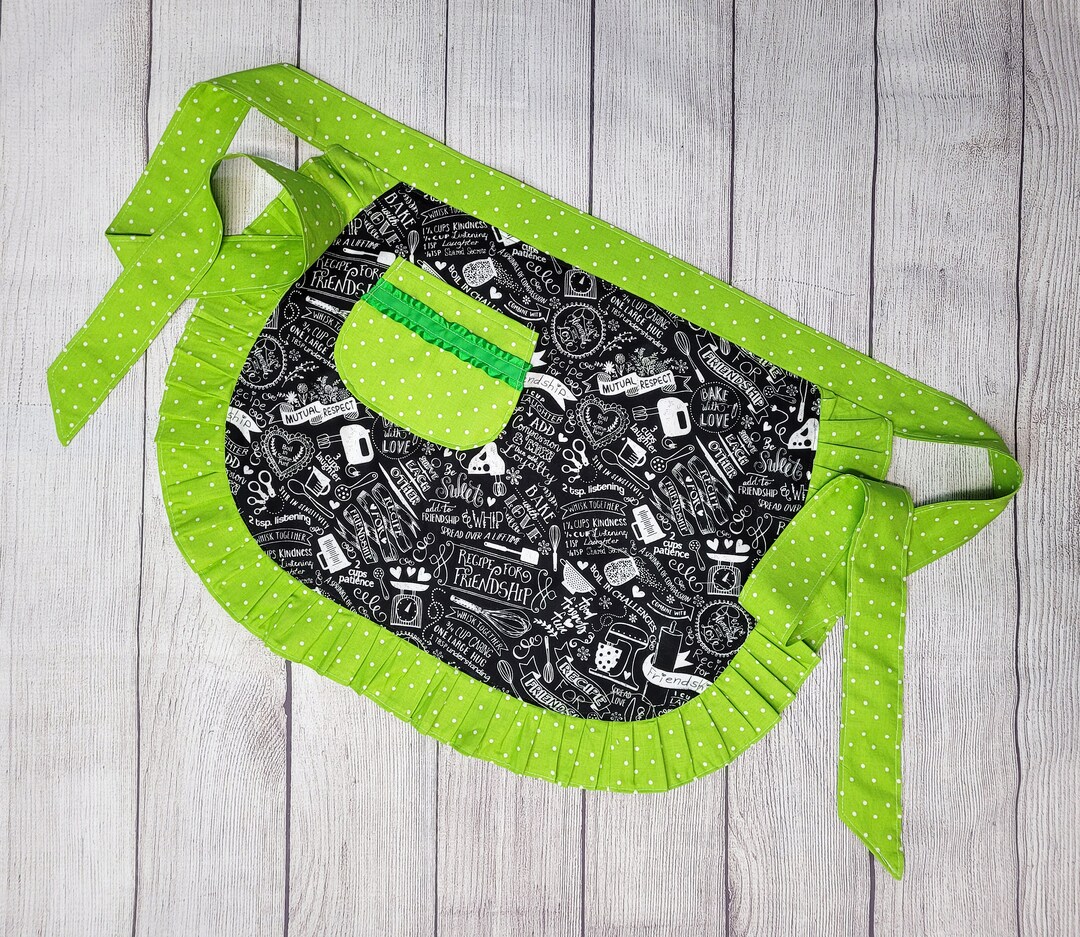 Lime Green and Black Cooking Friendship Apron With Ruffles and Frills ...