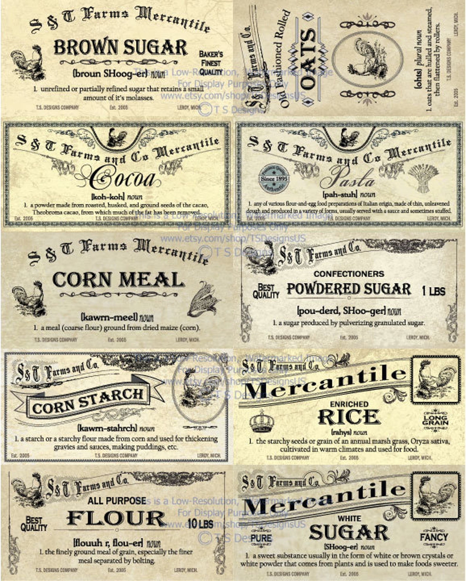Vintage Canister Label Set Hardcopy- Pantry Labels, Antique Decor ...