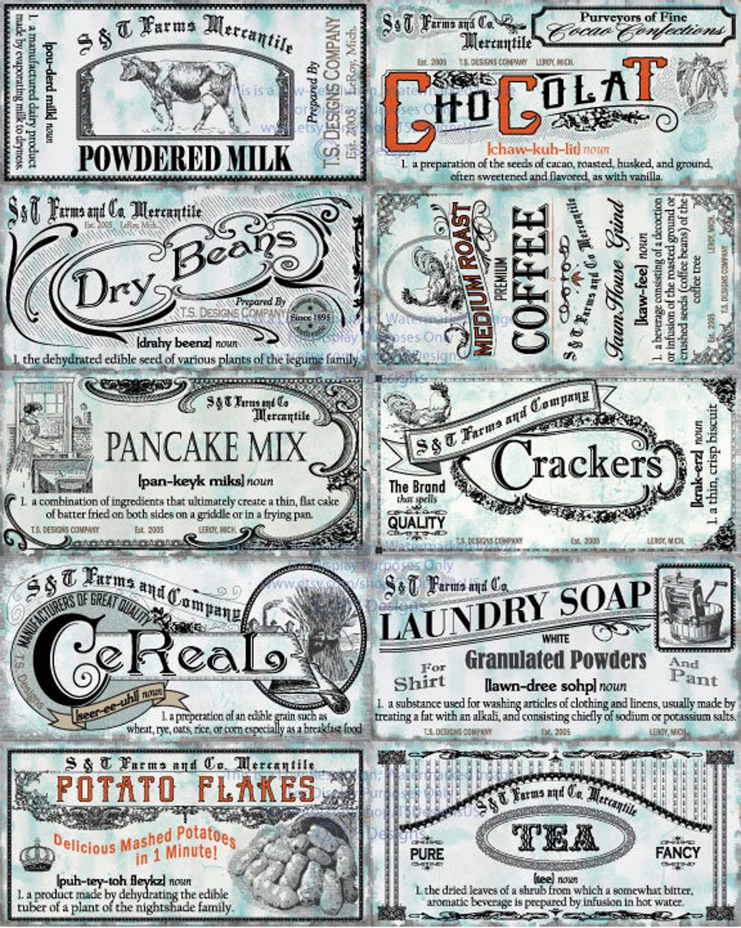 Shabby Chic Canister Label Set Hardcopy- Spice Labels, Antique Decor ...