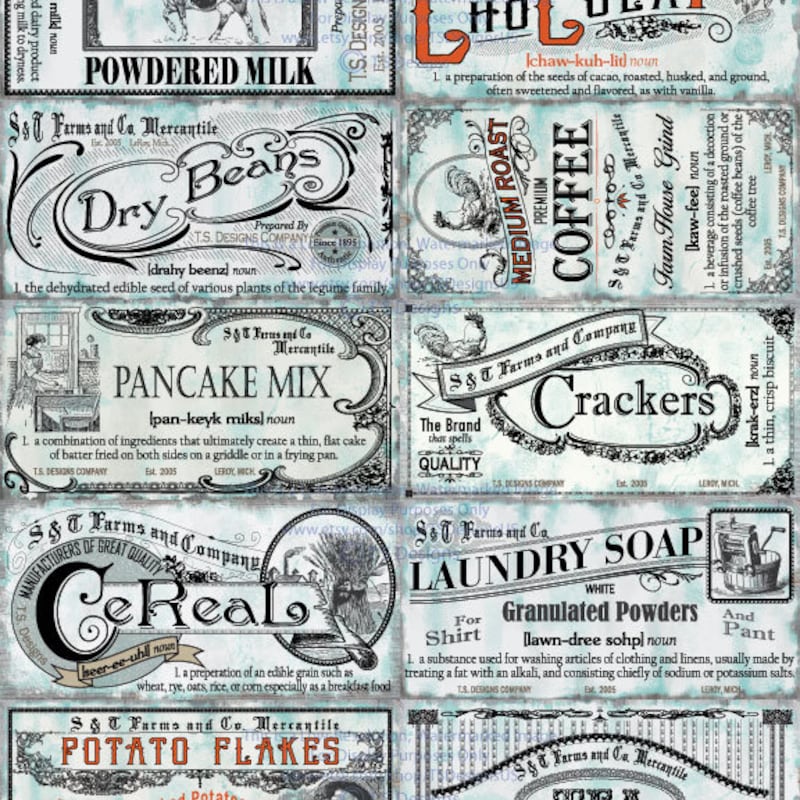 Vintage Pantry Labels - Etsy