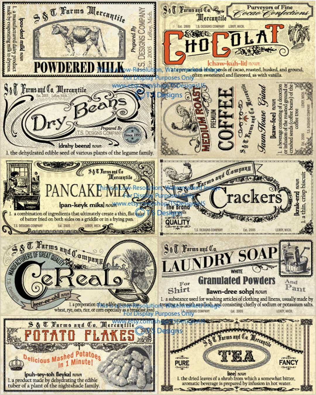 Vintage Canister Label Set Hardcopy- Pantry Labels, Antique Decor ...
