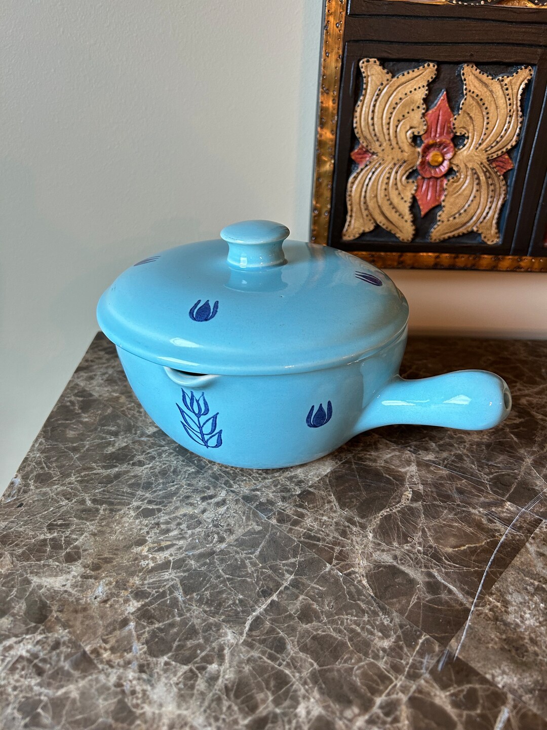 Vintage 1950s USA Cronin Blue Ovenware, Pottery, Covered With Handle ...