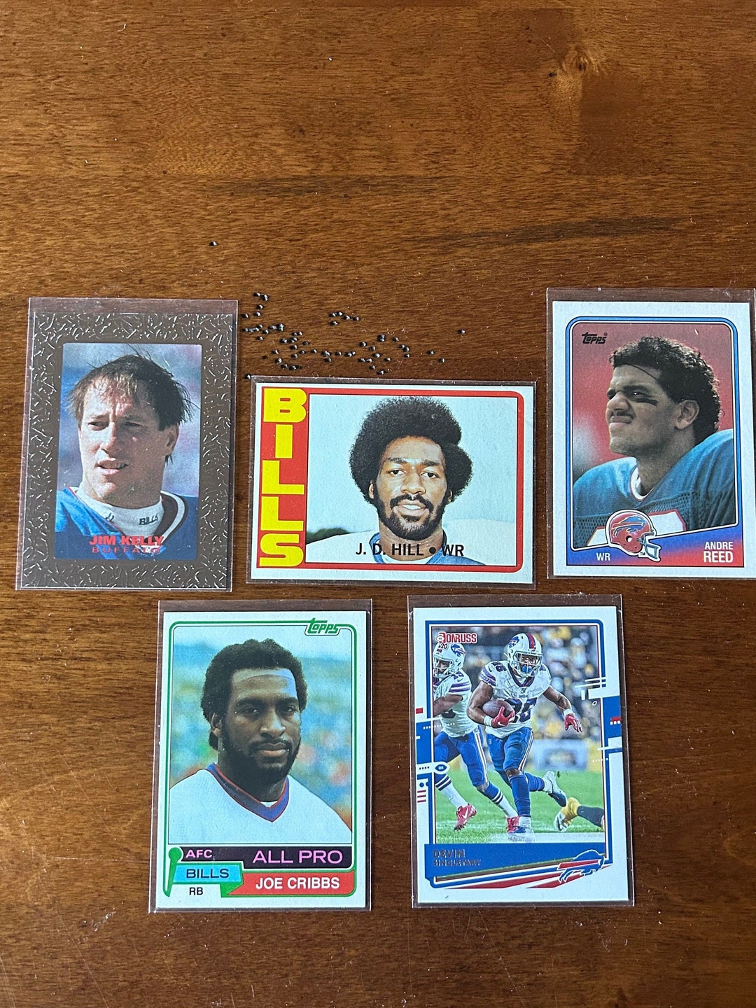 Vintage Set of 5 Buffalo Bills Football Cards, Jim Kelly, Andre Reed ...