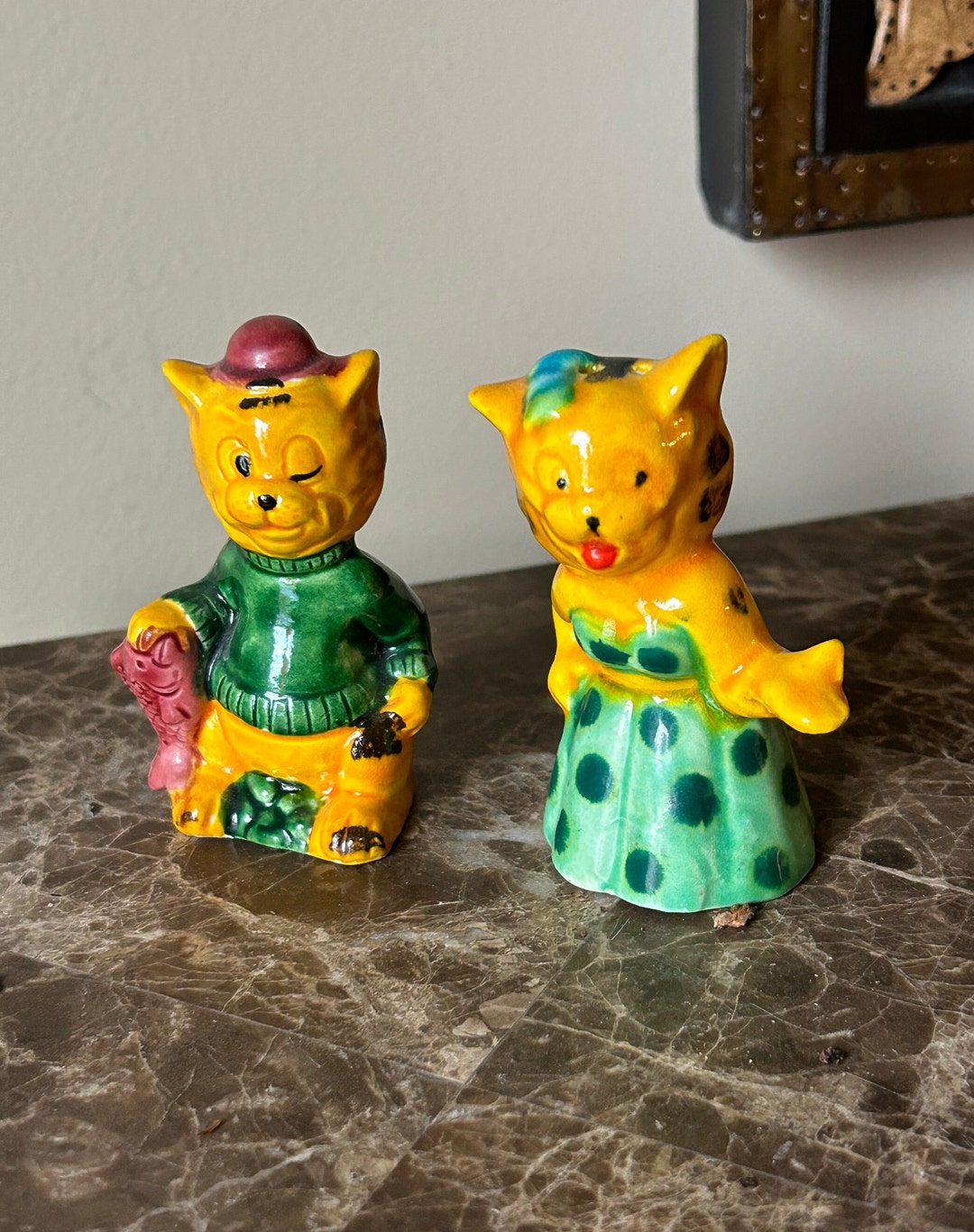 Vintage Mid Century Mr and Mrs. Kitty Cat Salt and Pepper Shaker Set ...