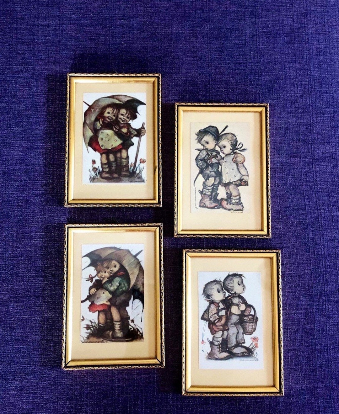 Vintage Framed Original Hummel Prints, Set of 4 Mid Century Wall Art ...