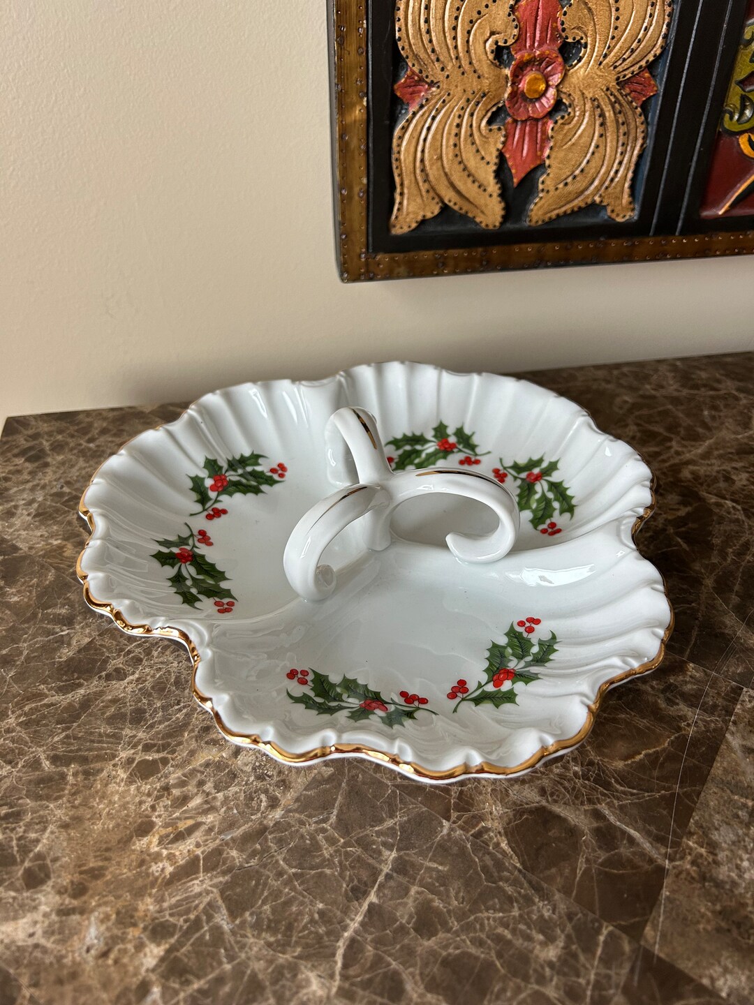 Vintage Made in Japan Holly Berry and Gold Rim Holiday Season Snack ...