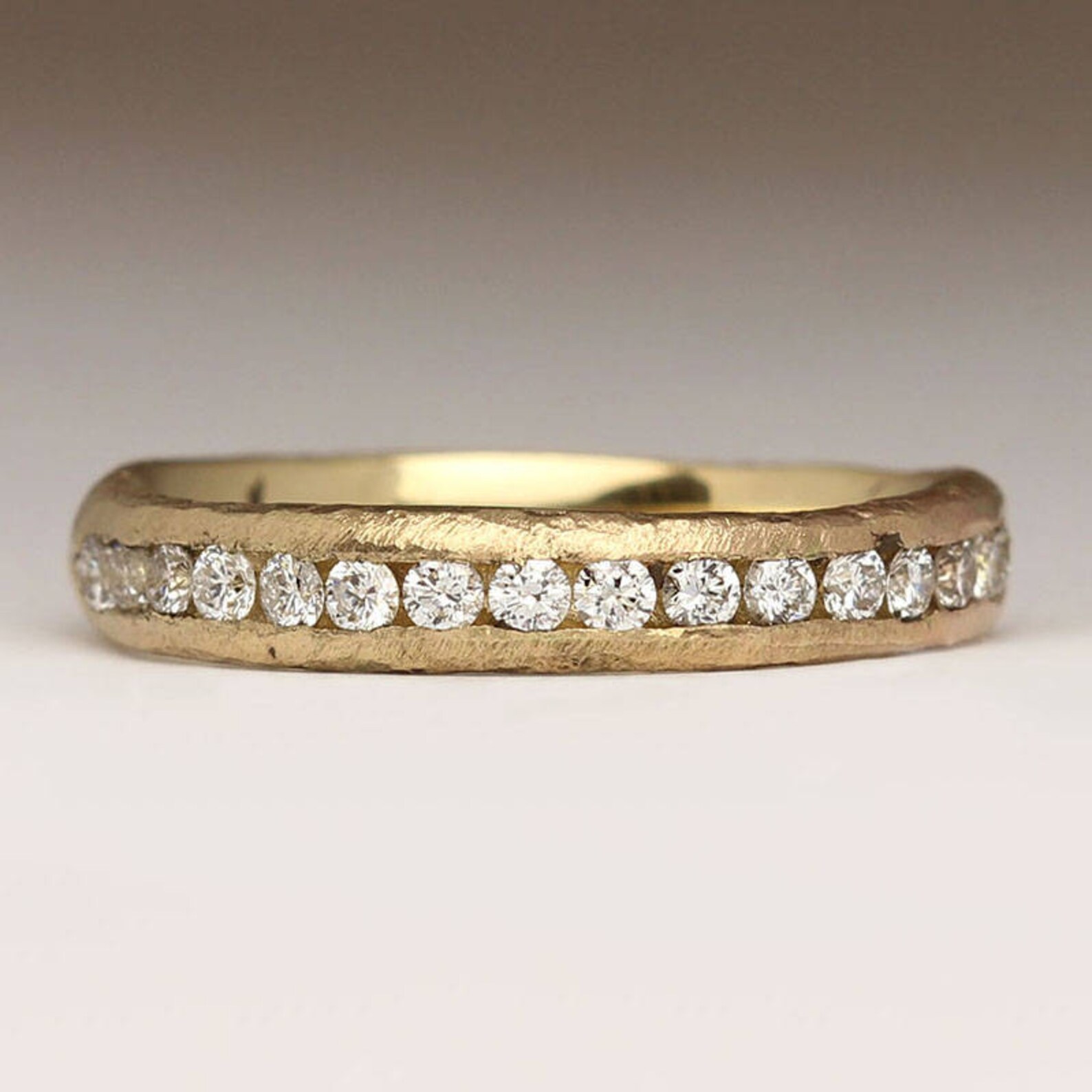 9ct Yellow Gold Eternity Ring, Anniversary Jewelry, Sandcast Eternity ...