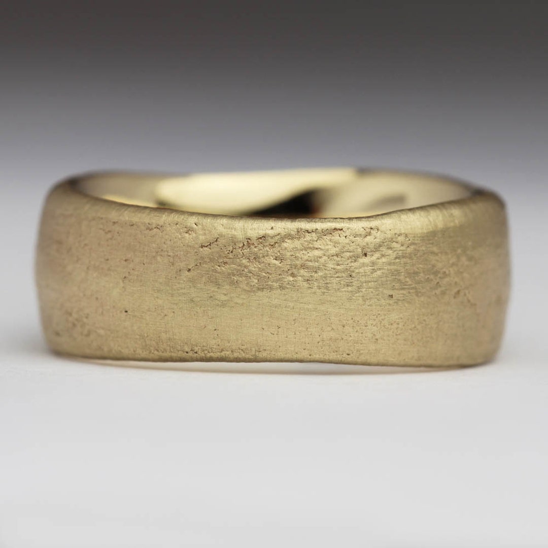 Chunky 8mm Solid 14ct Yellow Gold Ring, Rustic Mens Ring, Manly ...