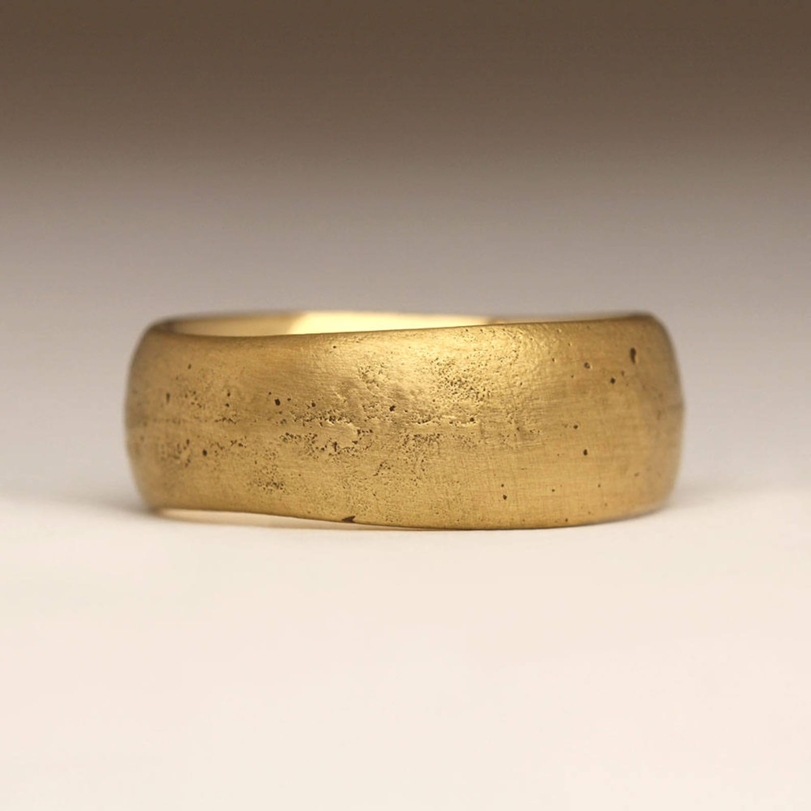 Solid 18ct Gold Mens Ring Cast in Beach Sand Organic Wavy | Etsy UK