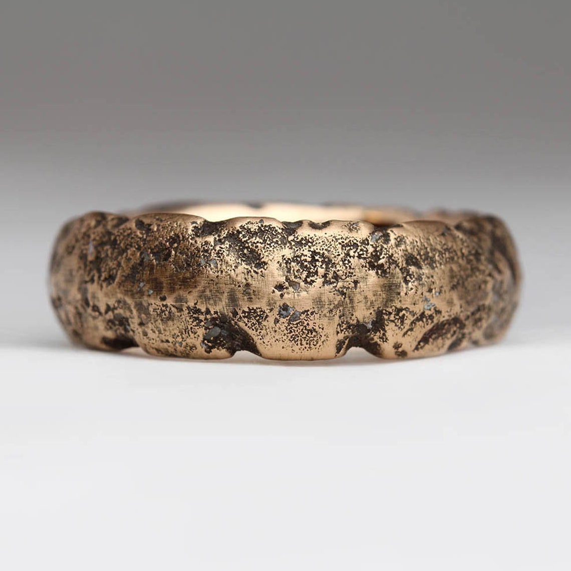 Rough Textured 7mm Wide Ring in 18ct Rose Gold Cast in Beach - Etsy UK