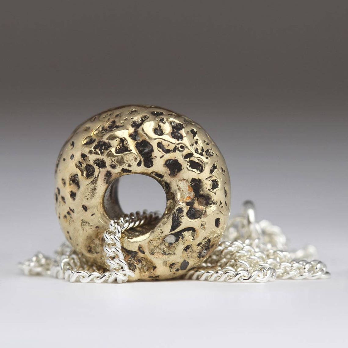 Elegant 9ct Gold Pendant, Discreet Bead Pendant, Sandcast Rustic Gold ...