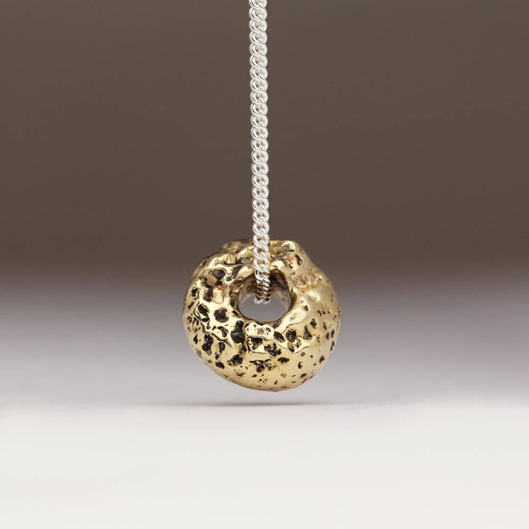 Elegant 9ct Gold Pendant, Discreet Bead Pendant, Sandcast Rustic Gold ...