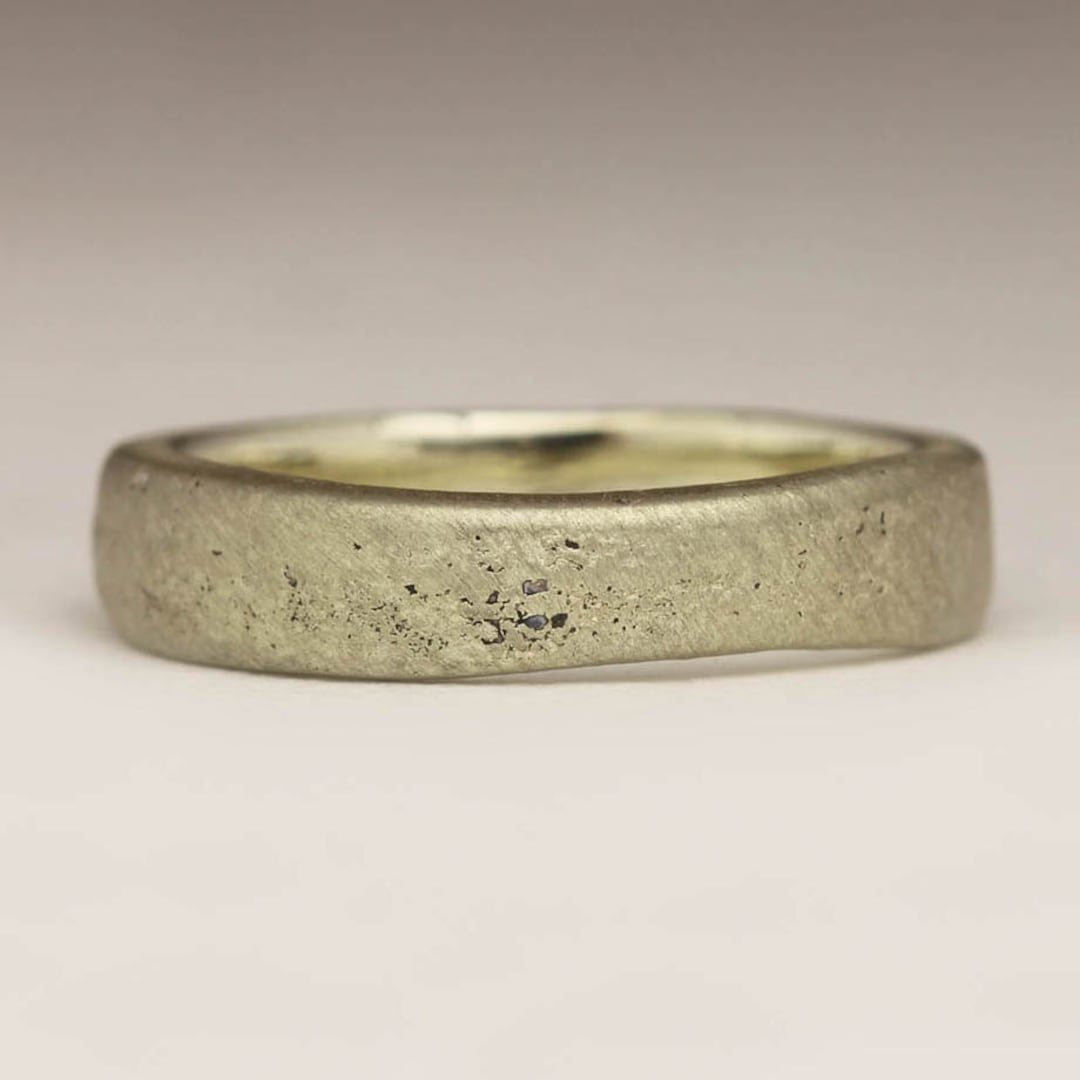 Flat Organic Ring, Natural Jewellery, Recycled 9ct White Gold, Cast in ...