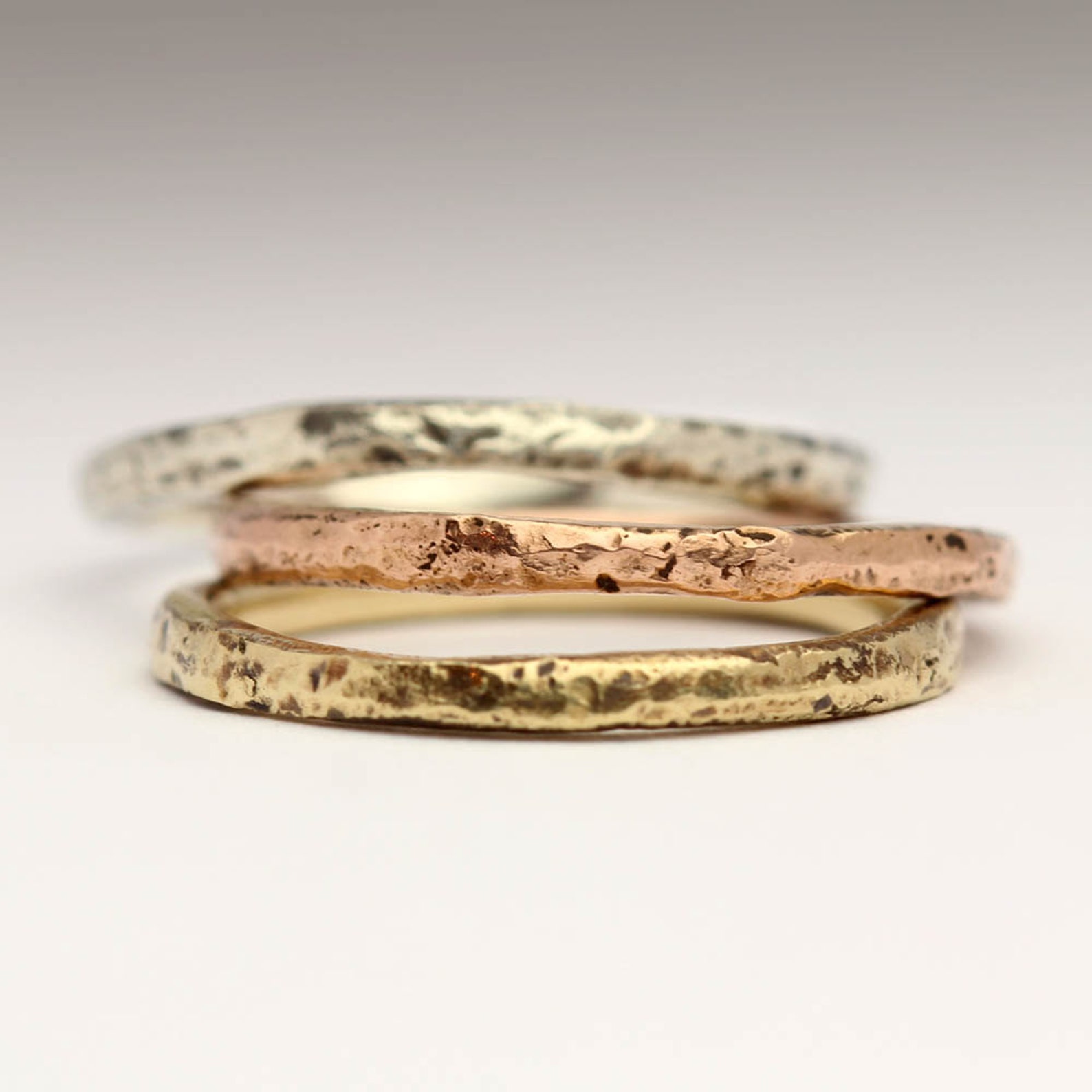 Solid 9K Gold Stacker Ring Organic Natural Stacking Ring - Etsy