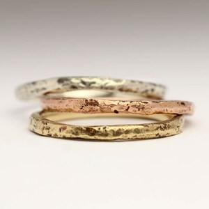Solid 9K Gold Stacker Ring, Organic Natural Stacking Ring, Textured ...