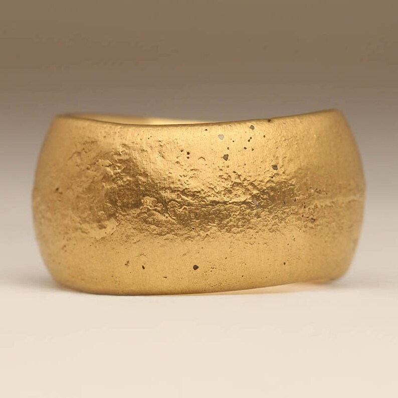 Giant Gold Ring 9ct Gold Extra Wide Ring Sandcast Organic - Etsy