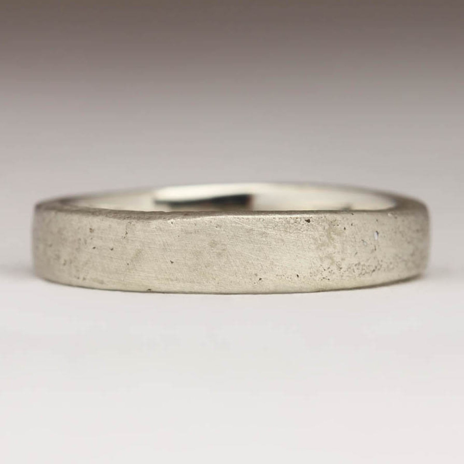 Flat 5mm 9ct White Gold Ring Natural White Gold Unplated - Etsy