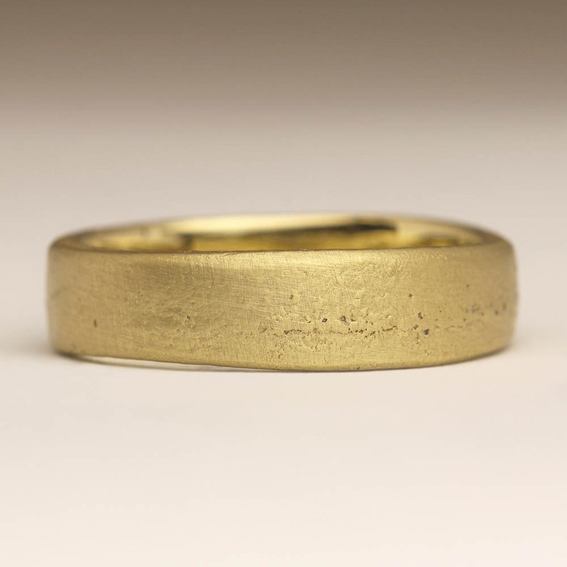 Flat 14k Gold Ring 6mm Flat Ring Matte Gold Textured Ring - Etsy