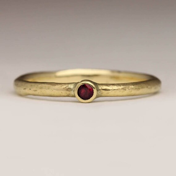 18K Gold and Ruby Ring Solid 18ct Gold Ring Ruby Stacking | Etsy