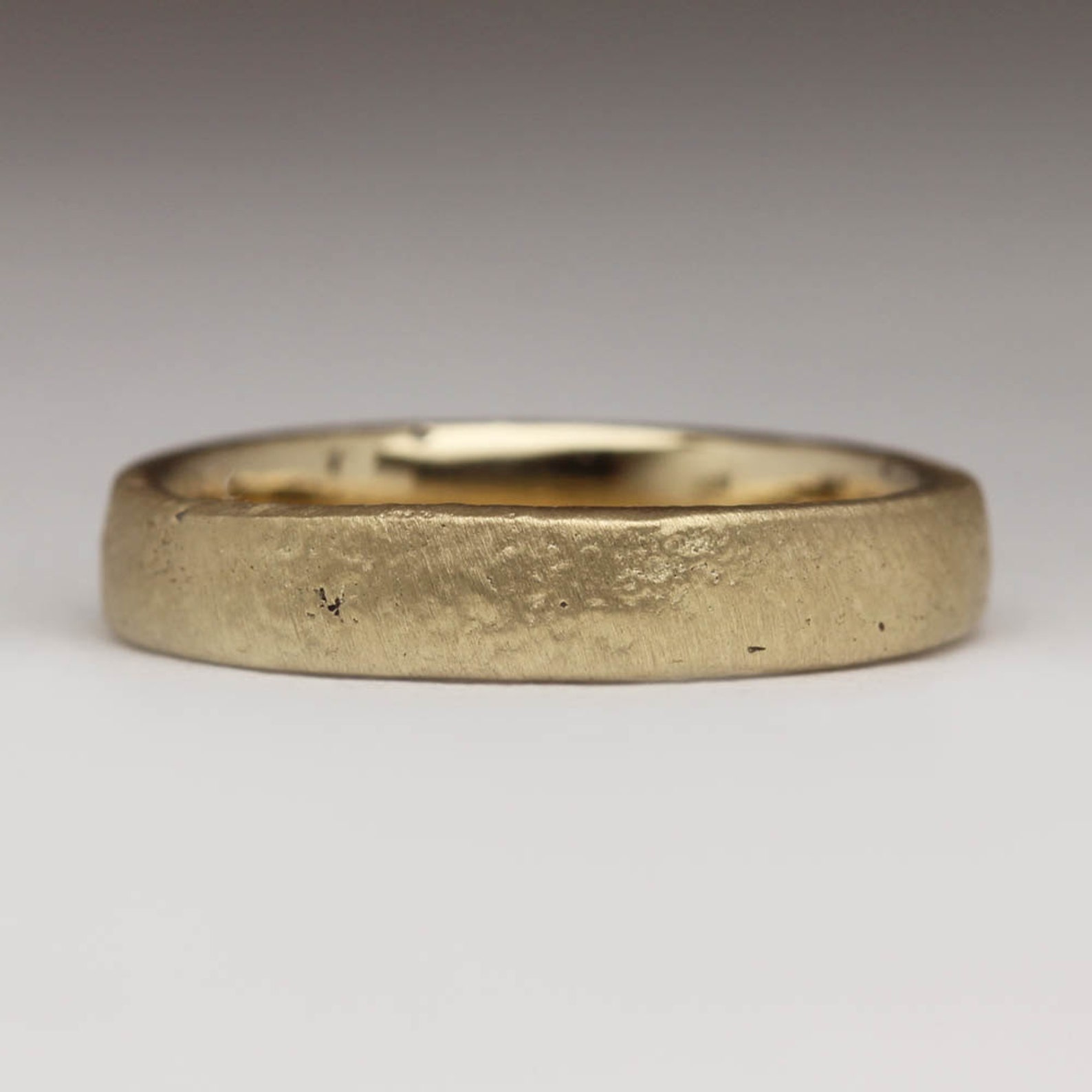 4mm Flat 9ct Gold Ring, Ancient Style Ring, Rugged Jewellery, Matte ...
