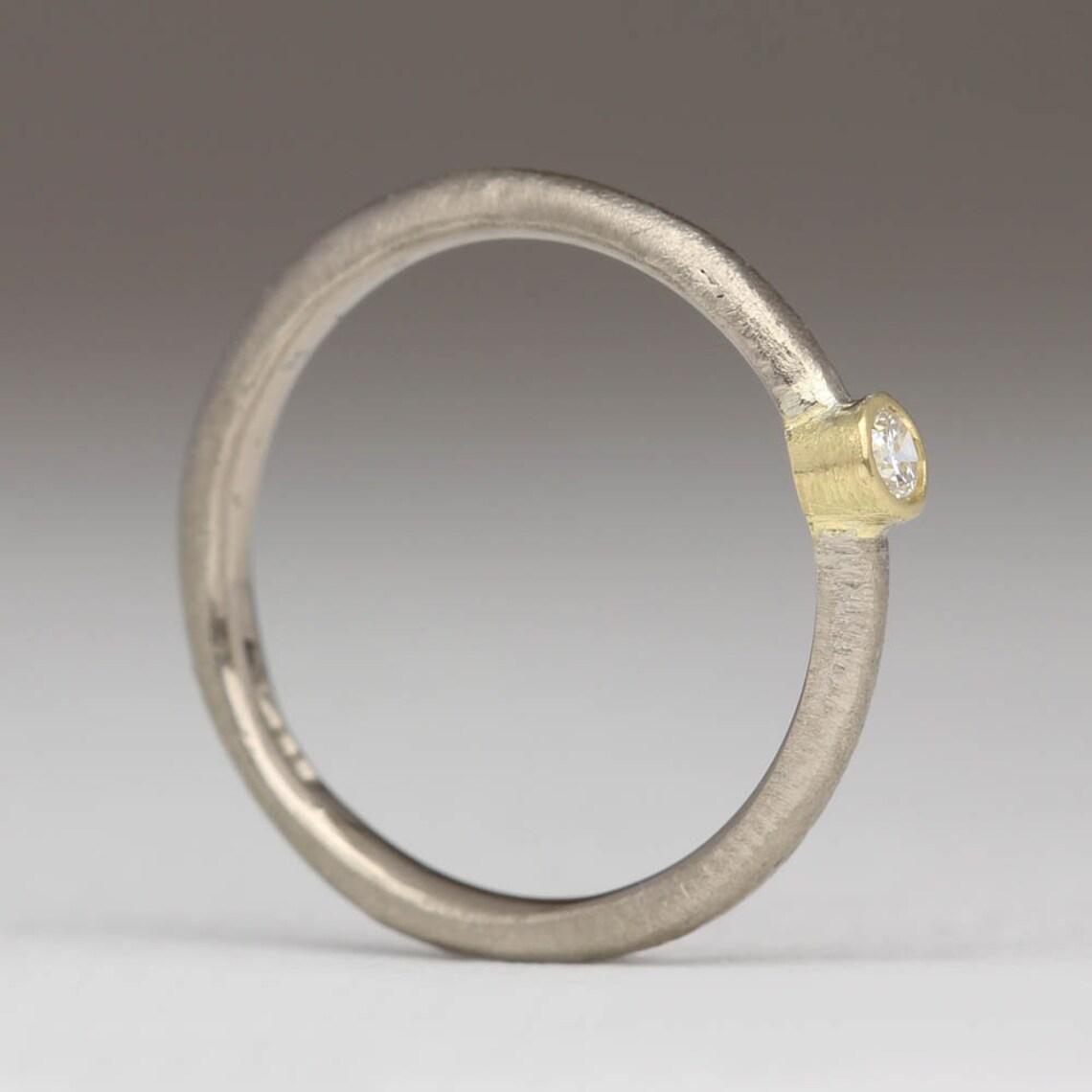 Dainty Discreet Engagement Ring, 18ct White Gold Diamond Stacker ...
