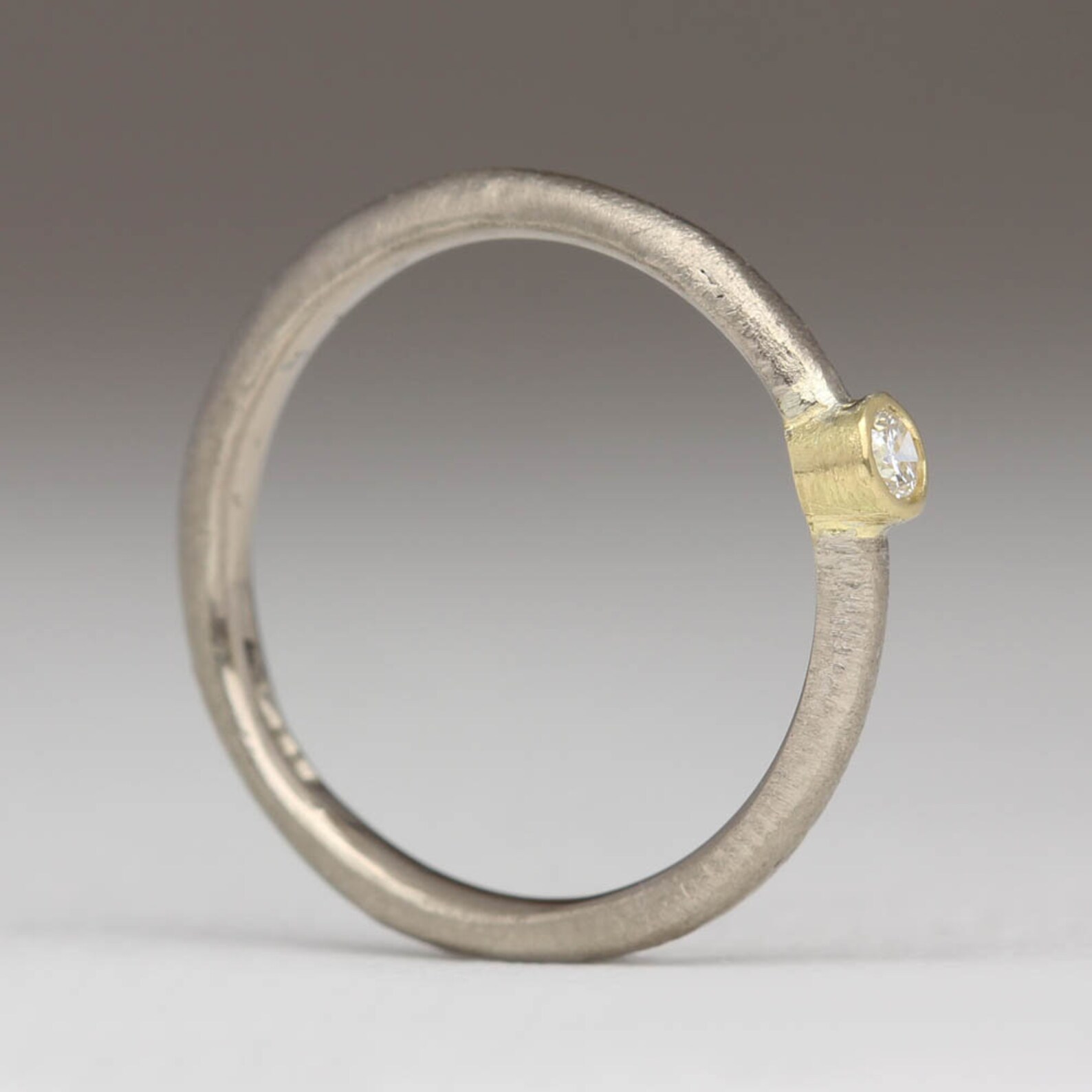 Dainty Discreet Engagement Ring, 18ct White Gold Diamond Stacker ...