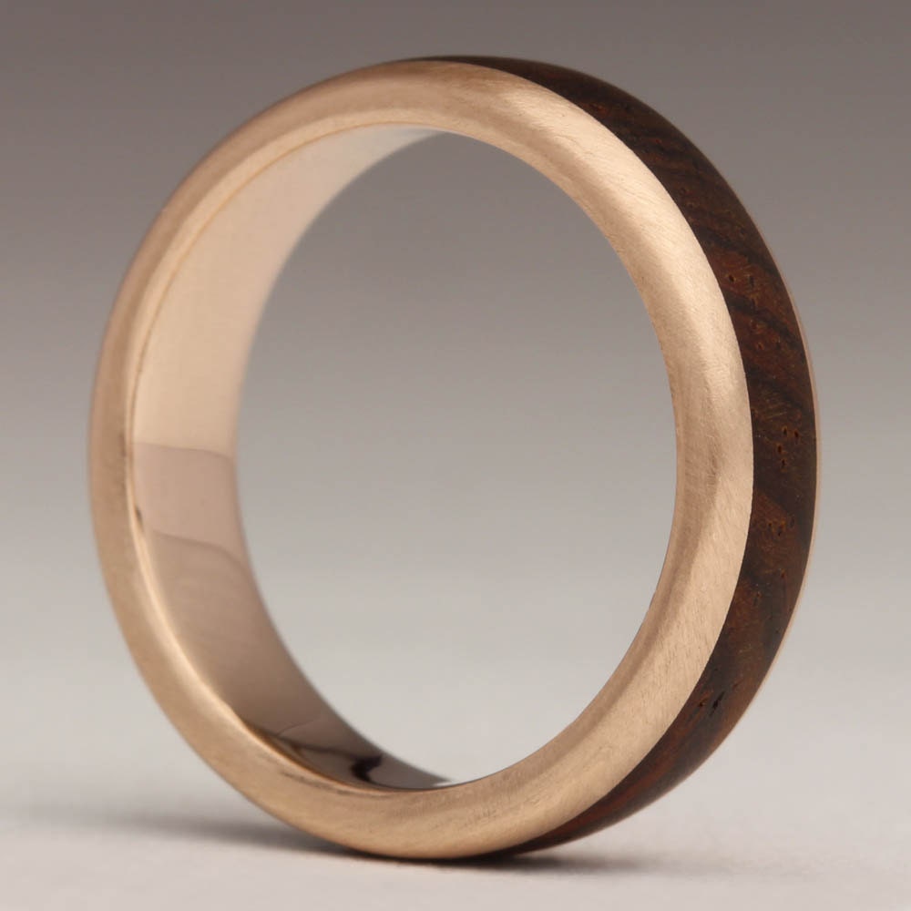 Rounded 9ct Red Gold Wood Ring Wood Ring Elegant Wood Ring - Etsy