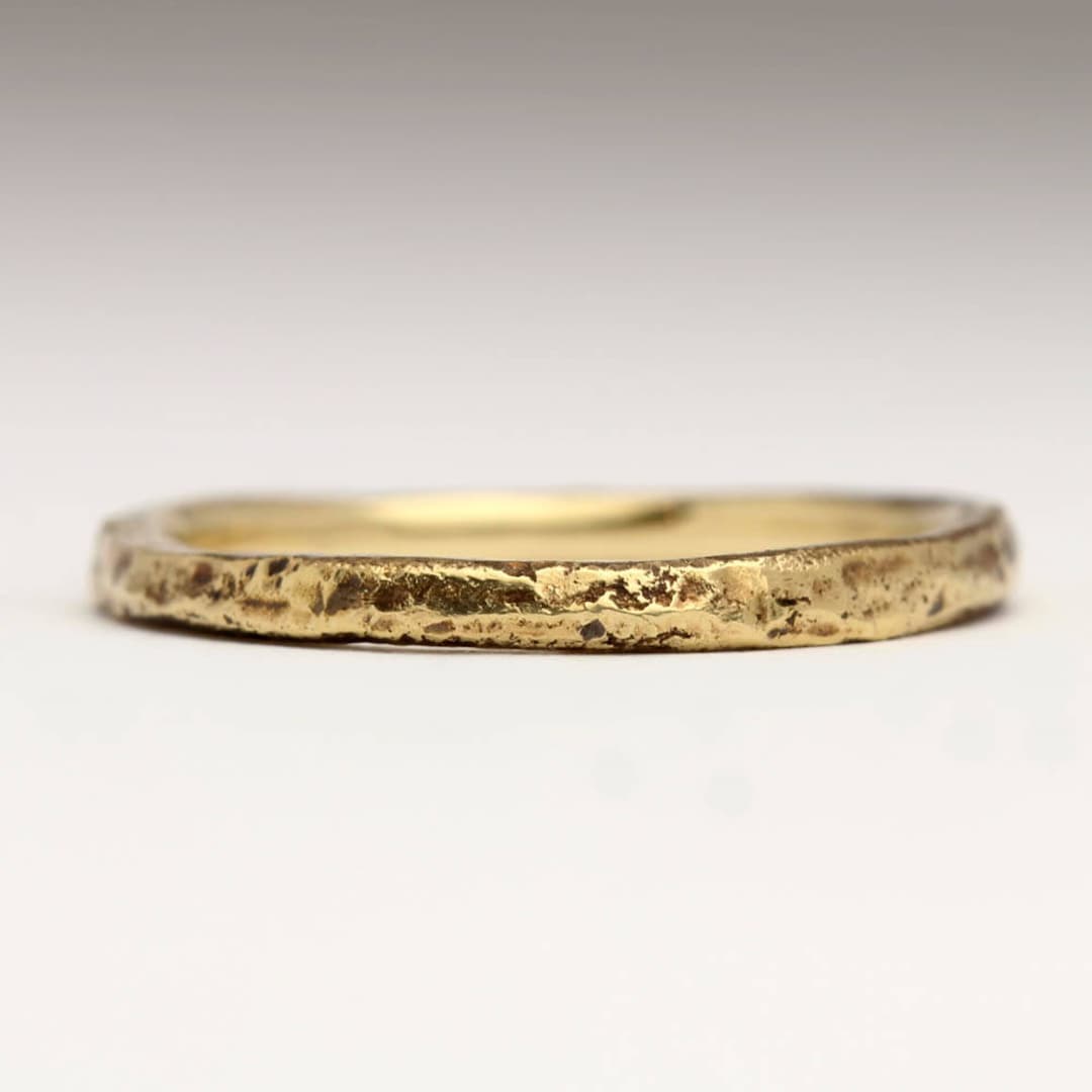 Solid 9K Gold Stacker Ring, Organic Natural Stacking Ring, Textured ...