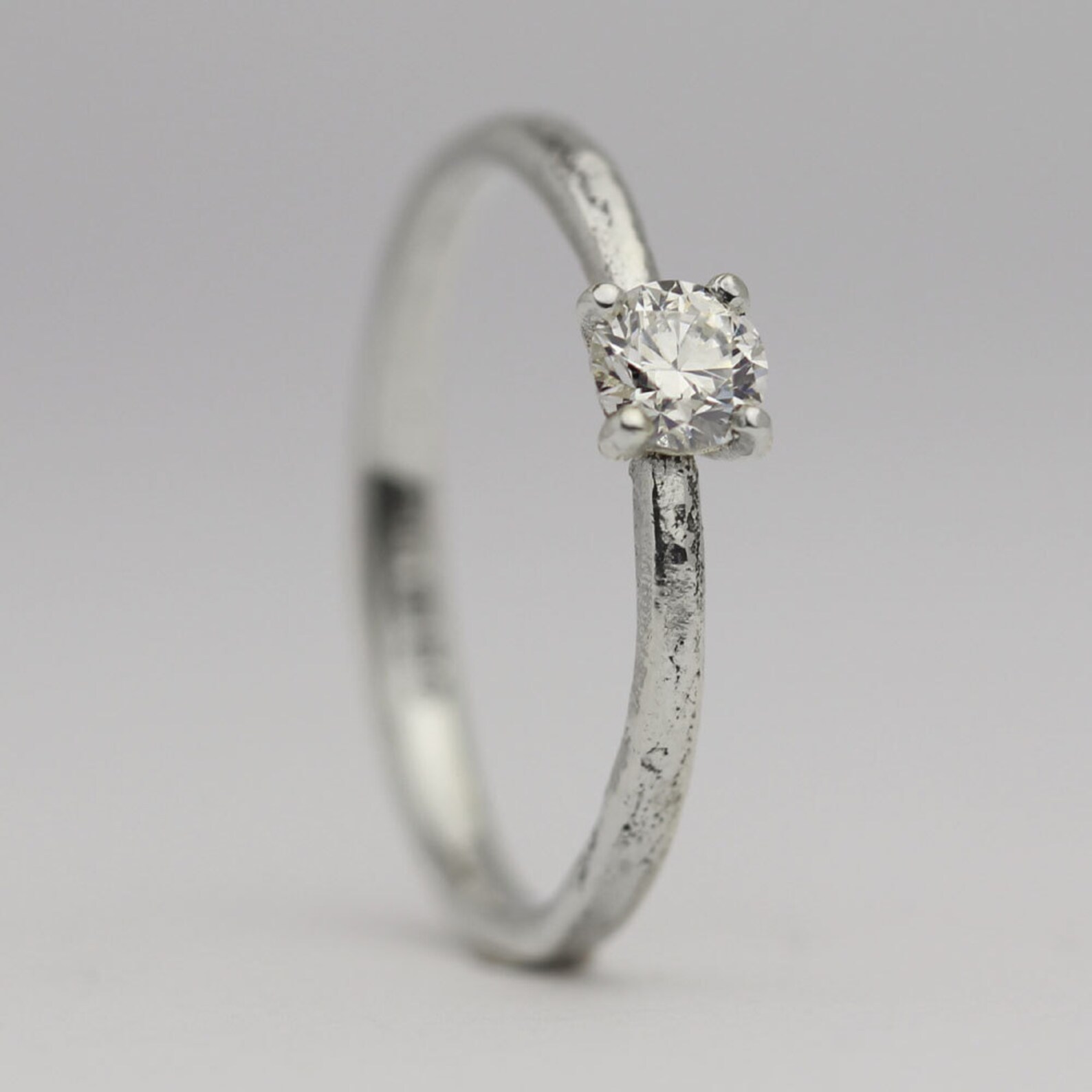 Conflict Free 4mm Diamond Ring 18ct White Gold Organic - Etsy