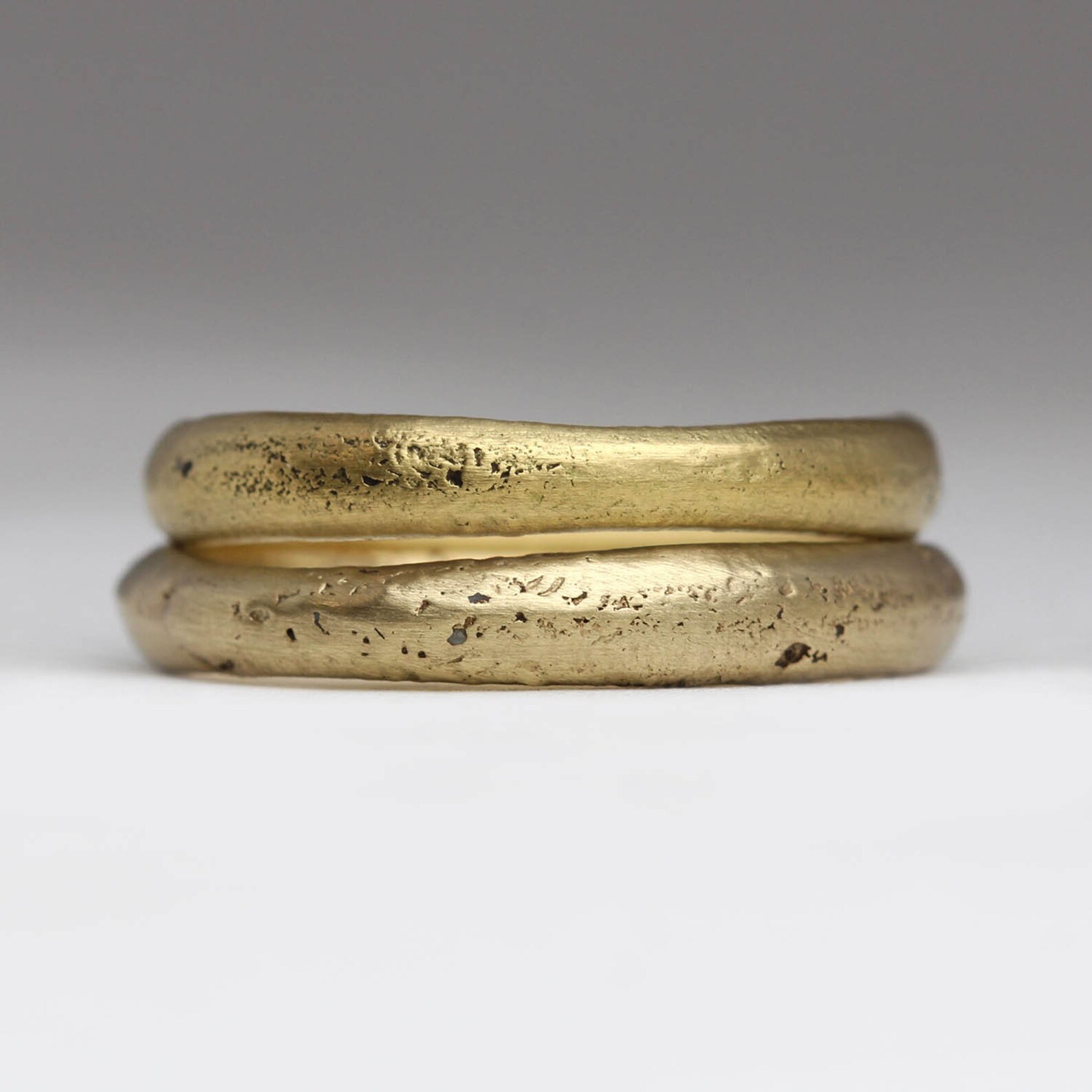 Hers and Hers 18ct Gold Wedding Ring Set Sandcast Androgynous - Etsy