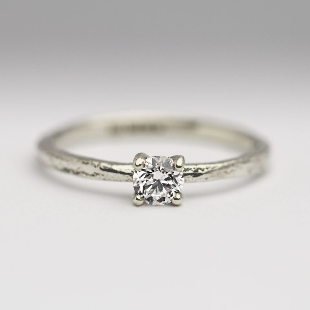 Conflict Free 4mm Diamond Ring 18ct White Gold Organic - Etsy