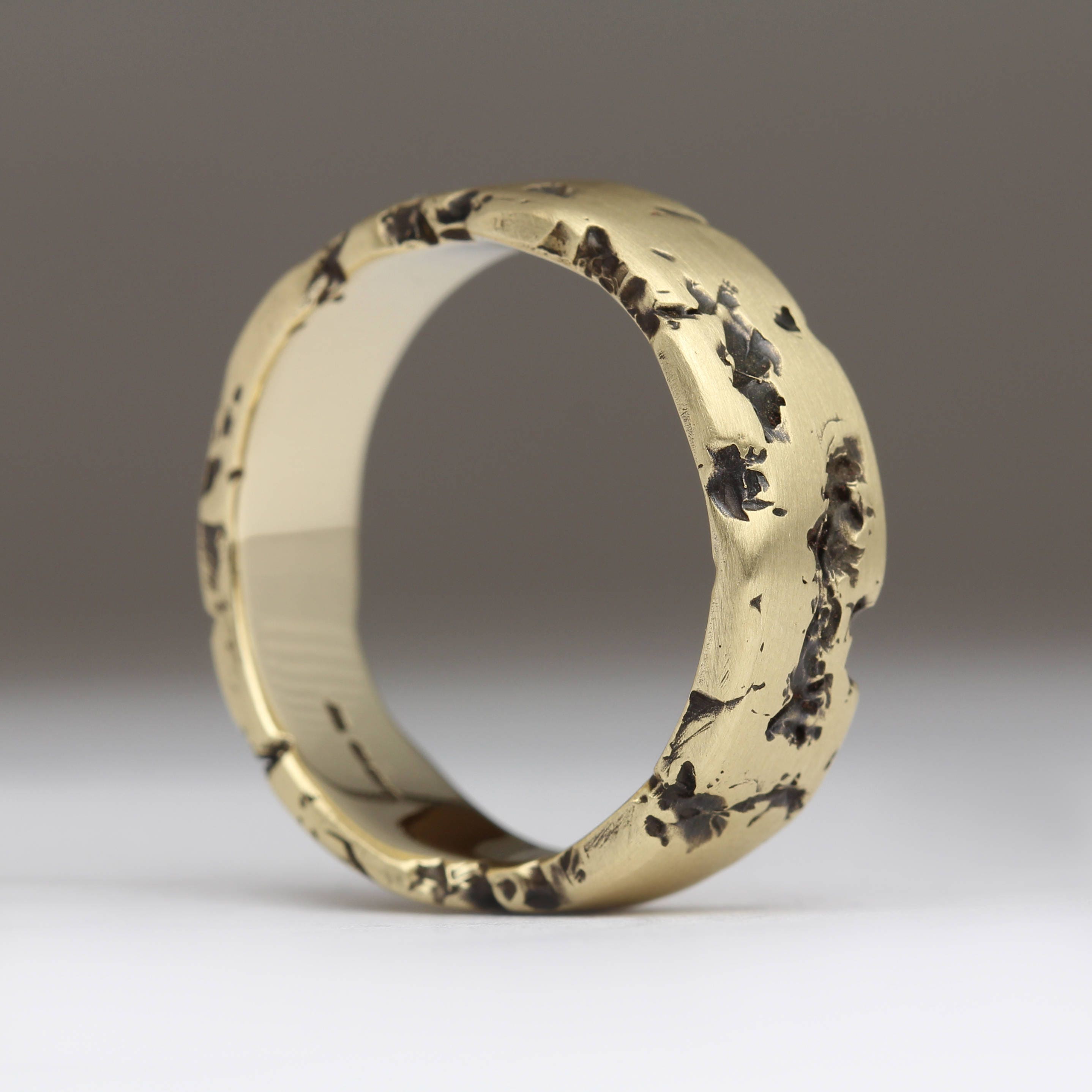Solid Gold Rock Ring Unique 9k Yellow Gold Ring Textured - Etsy
