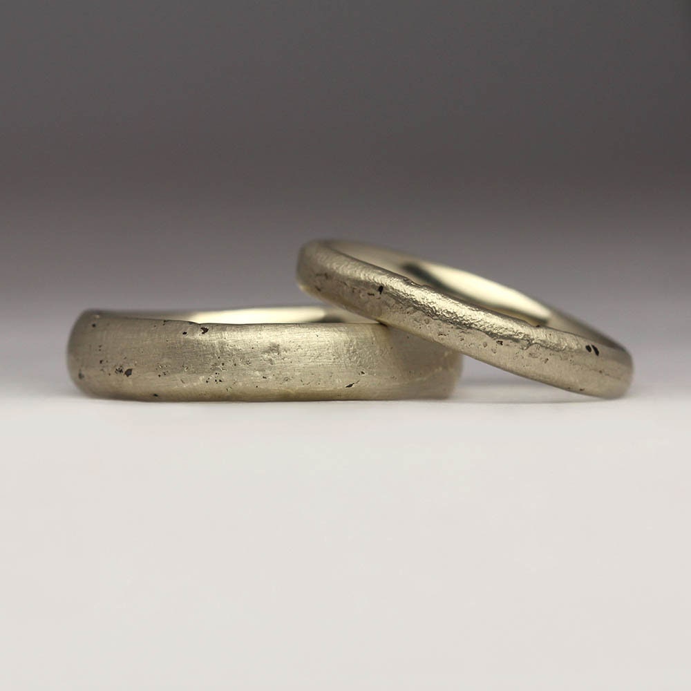 White Gold Wedding Ring Set Natural Recycled Gold Rings 9ct - Etsy