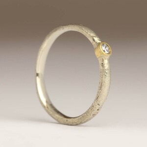 9ct White Gold and Diamond Engagement Ring, Dainty Modest Ring ...