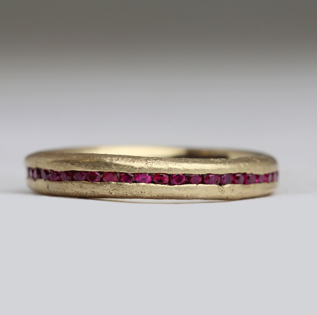 Ruby Eternity Ring, Anniversary Gift, Ethical Greenland Rubies, Contemporary Wedding Band ...