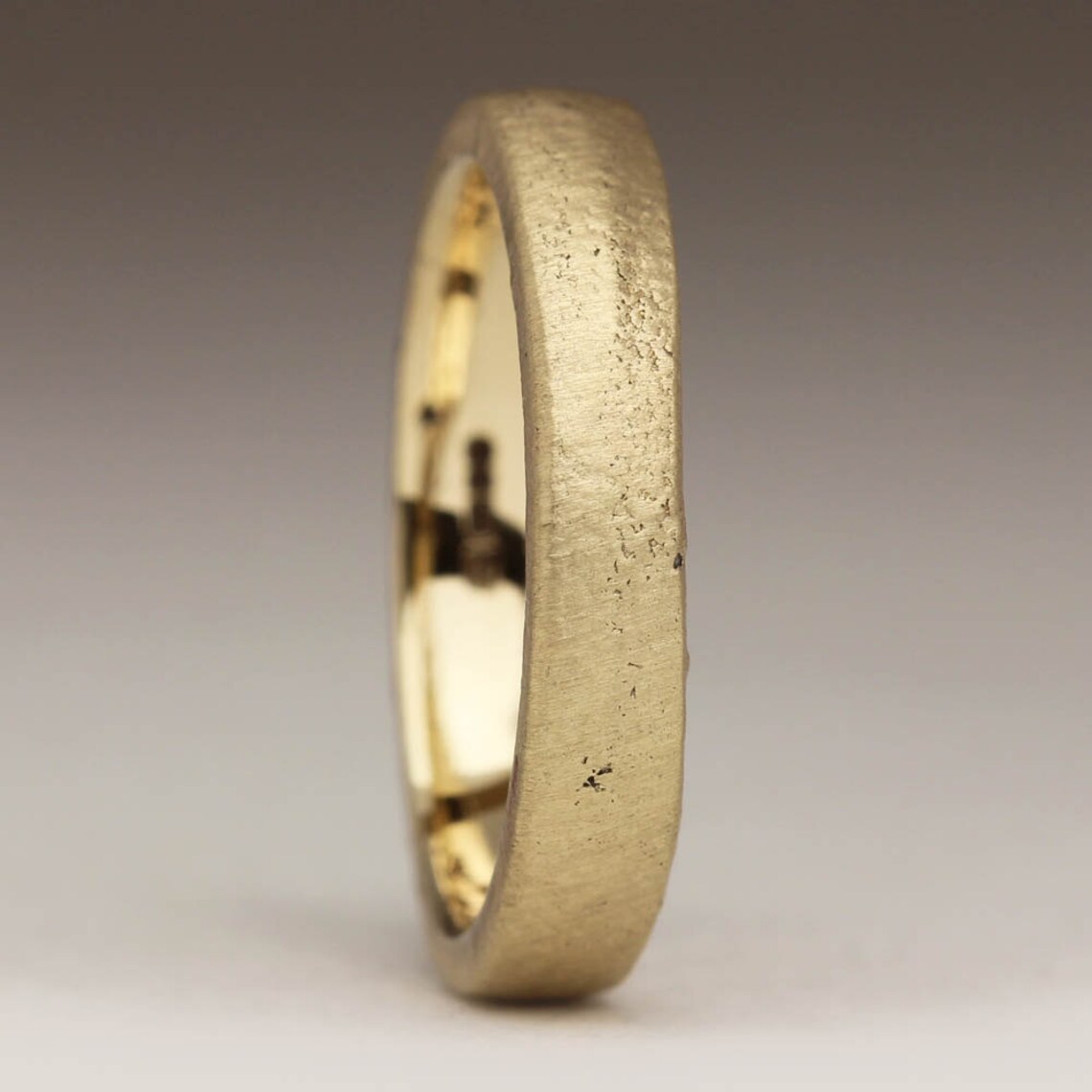 4mm Flat 9ct Gold Ring, Ancient Style Ring, Rugged Jewellery, Matte ...